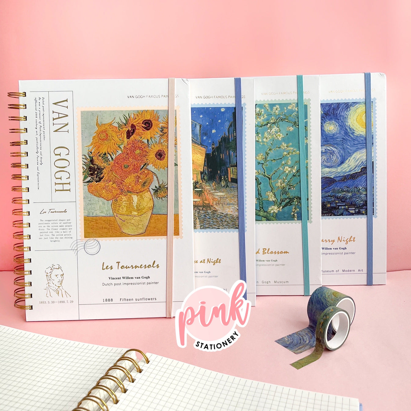 Libreta pasta dura Van Gogh (A5) – Pink Stationery