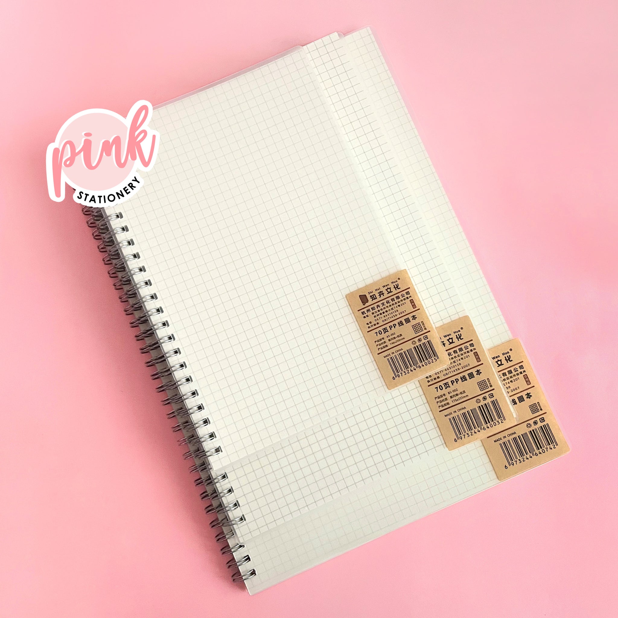 Libreta DEPAI cuadriculada A4 / B5 / A5 – Pink Stationery