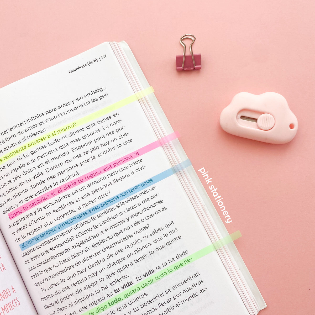 Marca párrafos transparentes – Pink Stationery