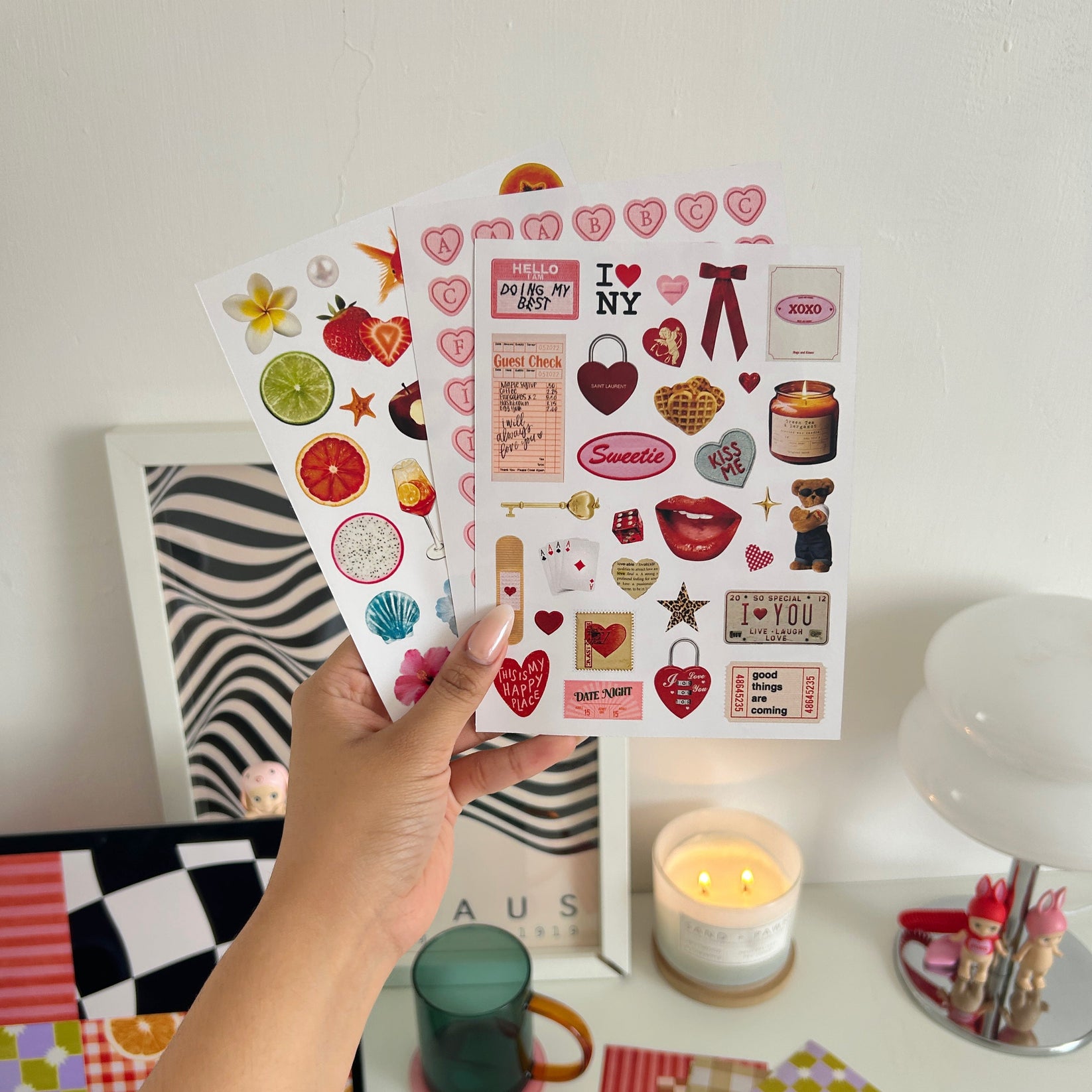 Planilla de Stickers – Pink Stationery