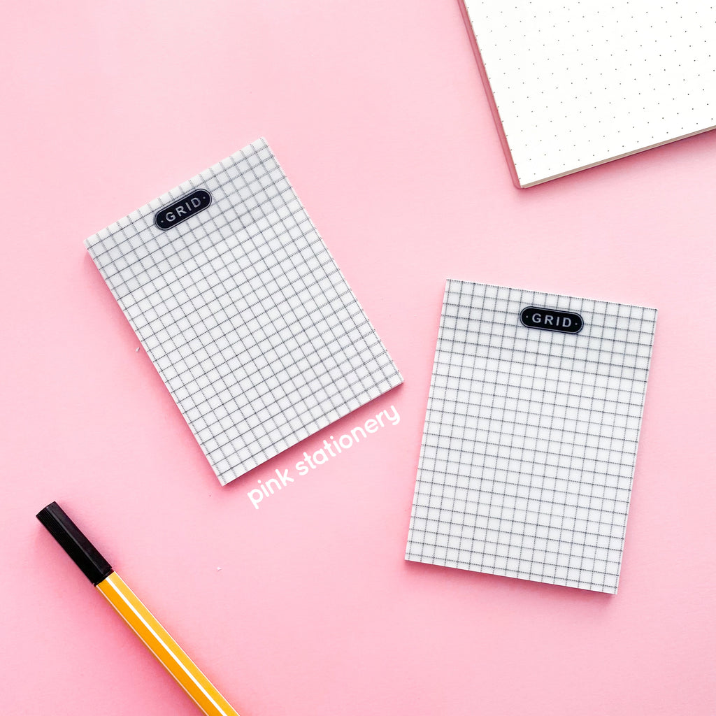 Post it transparente con cuadrícula – Pink Stationery