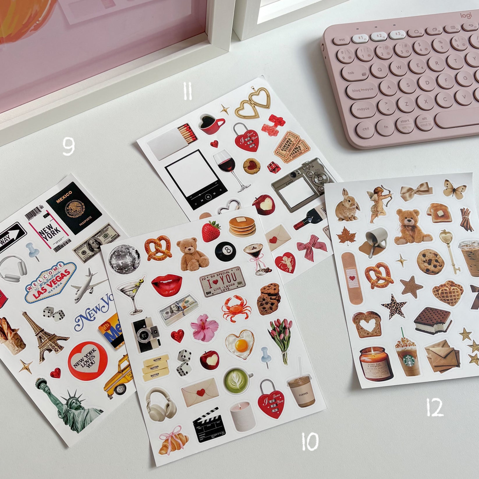 Planilla de Stickers – Pink Stationery