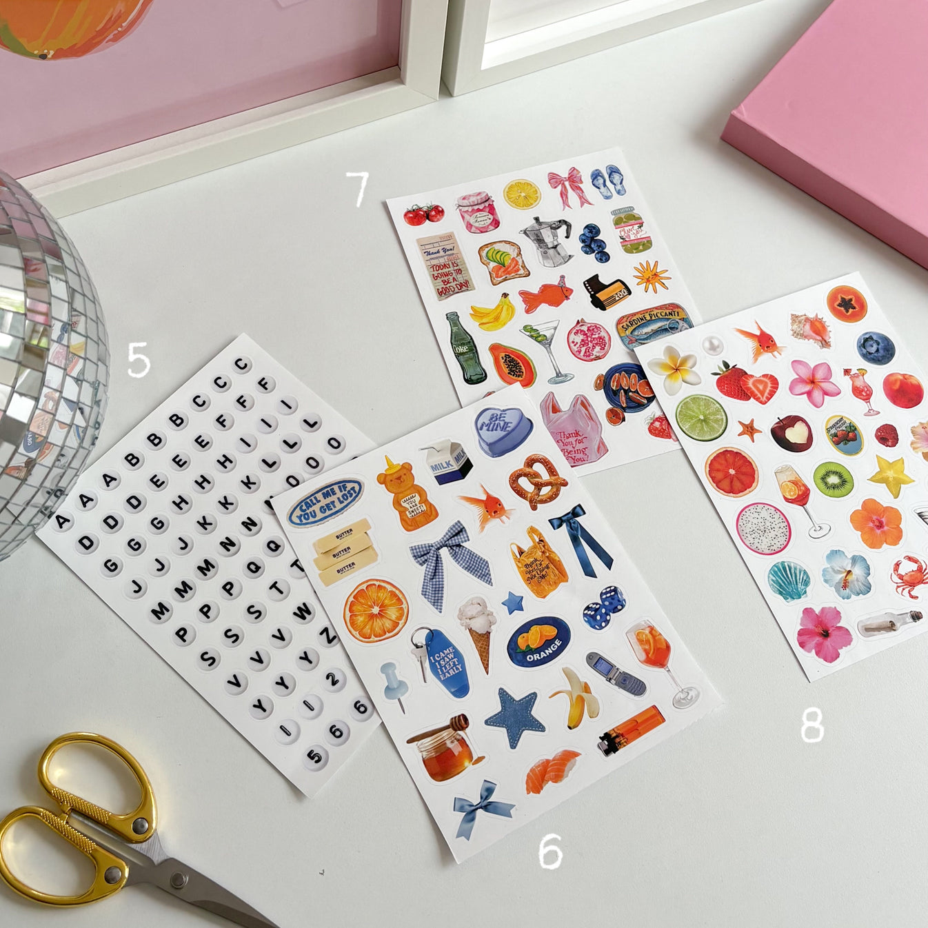 Planilla de Stickers – Pink Stationery