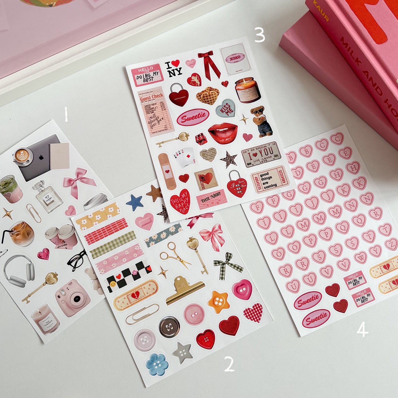 Planilla de Stickers – Pink Stationery